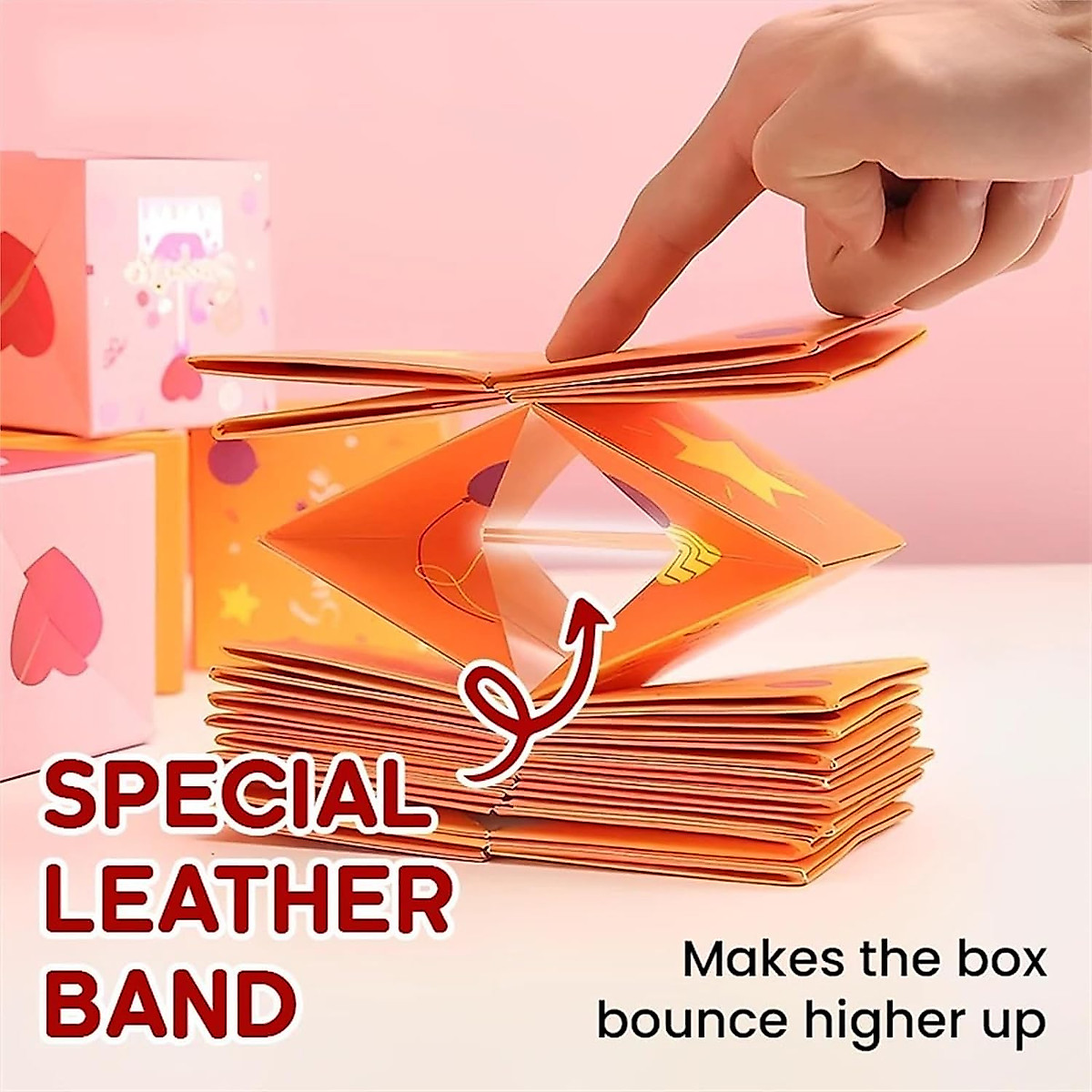 ZSJGGBOY Merry Christmas Surprise Gift Boxes, Joyjoyset, Joy Joy Snow Folding Pop-Up Explosion Gift Box, Surprise Gift Box Explosion for Money Christmas (Red+Green)