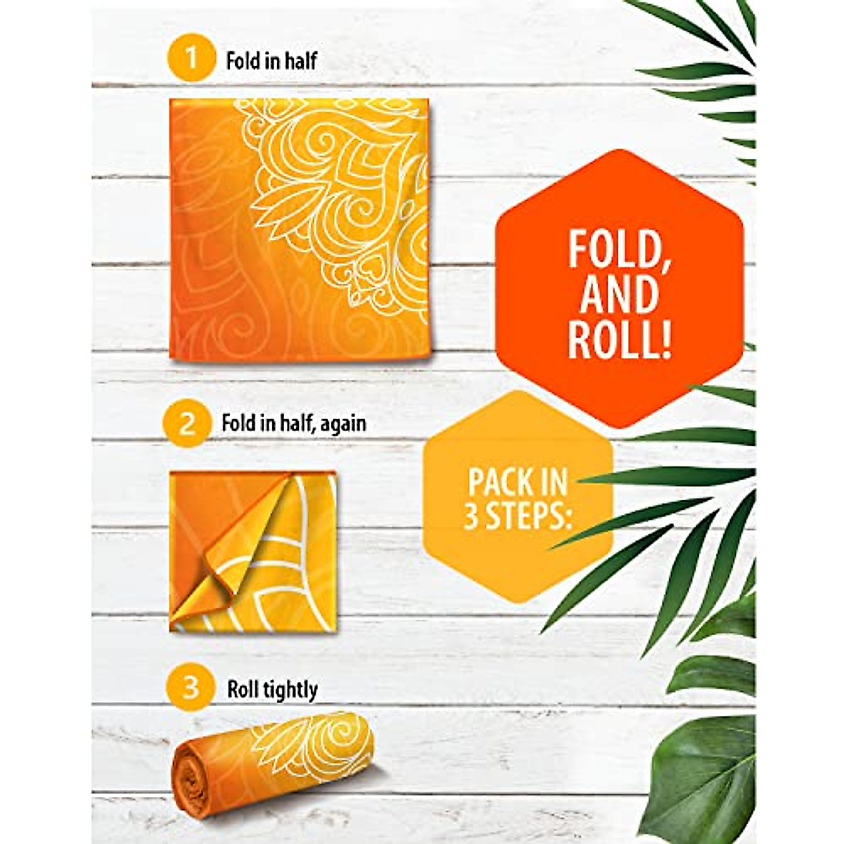 VENTURE 4TH Microfiber Beach Towel: Quick-Dry, Compact, Sand-Free, Absorbent, Sandproof and Lightweight - Perfect for Camping, Beach, and Roadtrips (Orange Mandala Design | 35x78 inches)