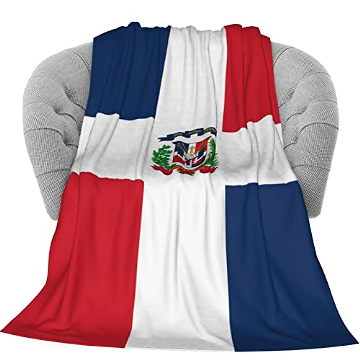 Dujiea Flag of Dominican Republic Fuzzy Flannel Blanket Throw 40"X50", Super Soft Lightweight Blanket Throw for Couch Chair Sofa, Cozy Bed Blanket for Kids Adults