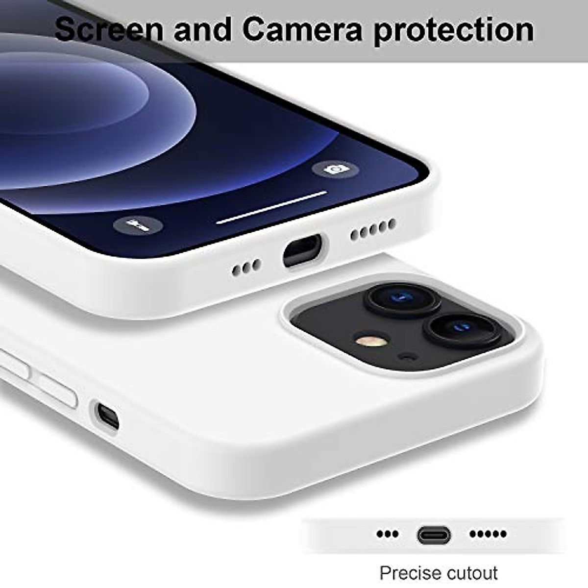 DEENAKIN for iPhone 12 Case,iPhone 12 Pro Case with Screen Protector,Soft Flexible Silicone Gel Rubber Bumper Cover,Slim Fit Shockproof Protective Phone Case for iPhone 12 Pro 6.1" White