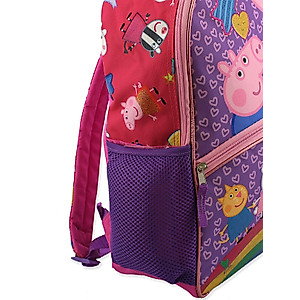 Peppa Pig Girls 5 piece Backpack and Lunch Bag School Set (One Size, Pink/Purple)