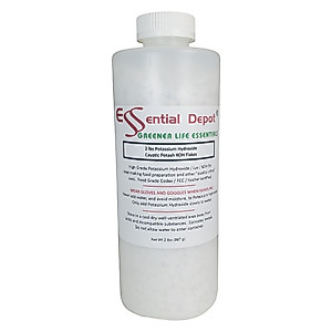 Potassium Hydroxide Flakes KOH, 2 lbs Caustic Potash Anhydrous KOH Dry Electrolyte - HDPE Container with resealable Child Resistant Cap