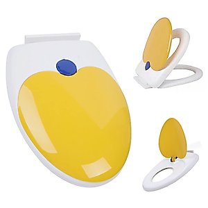 DNYSYSJ Toilet Seat with Built-in Child Seat, V-Type Toddlers/Adult Toilet Seat, Potty Training Seat (V type 1/Yellow)