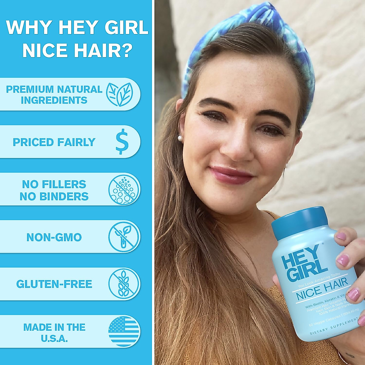 Hair Vitamins To Help Thinning and Fallout - Hair Supplement To Grow Hair Faster, Stronger & Have Healthy Skin & Nails - Scientifically Made With Biotin, Keratin, Folic Acid, Vitamin B, C, 60 Capsules