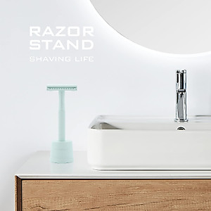 KINGHOOD Safety Razor Stand For Men And Women Shaving Razor Opening Dia 0.43"(11 mm) Metal Razor Holder (Green)