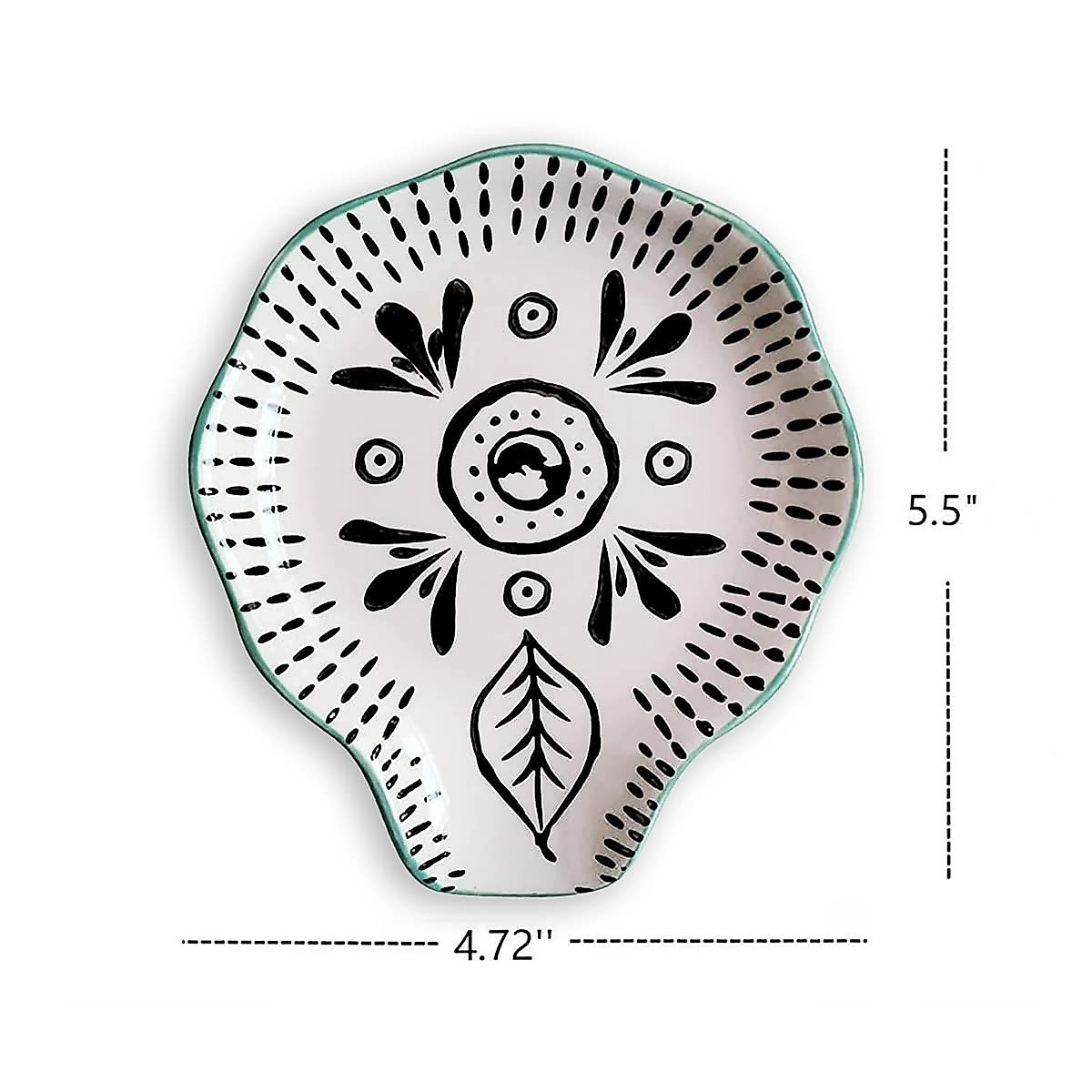 heart & home Ceramic Spoon Rest For Kitchen, Hand Stamped Spoon Holder For Stove Top, Kitchen Utensil Spoon Rest, 5.5‘’L