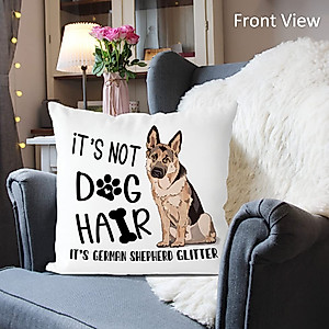 It's Not Dog Hair It's German Shepherd Glitter Reserved For The Dog Reversible Throw Pillow Covers,Home Bedroom Girl Room Decor Funny German Shepherd Pillow Case,Dog Lovers Gifts,18x18 Inch Pillowcase