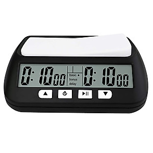 MOSTRUST Chess Clock Digital Chess Timer Professional for Board Games with Alarm, 3-in-1 Multifunction Portable Chess Clock, 2 AA Battery Included (Black)