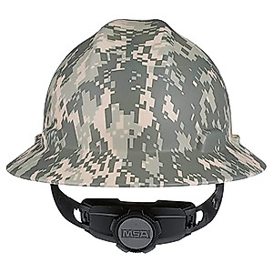 MSA 10104254 Freedom Series V-Gard Full-Brim Hard Hat With Fas-Trac III Ratchet Suspension, Polyethylene Shell, Self Adjusting Crown Straps - Standard Size in American Camouflage