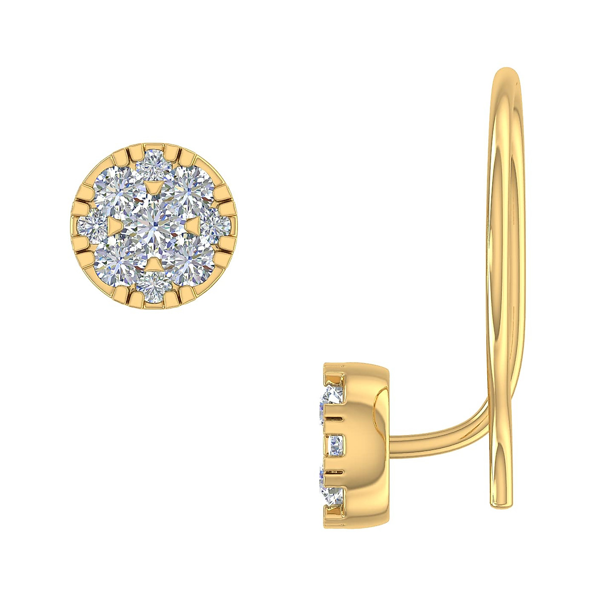 FINEROCK 0.07 Carat Diamond Round Shaped Nose Pin in 14K Yellow Gold