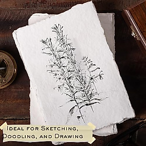 400 GSM - 25 Cotton Watercolor Paper,7 x 5 inch, Art Paper, Handmade Paper,Rough/Sketching Paper, Deckled Edge Paper Made from Virgin Egyptian Cotton,Textured Paper, Khadi Paper