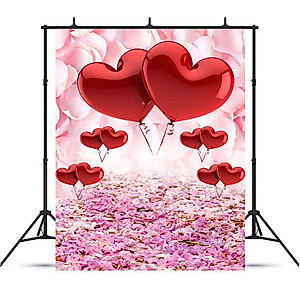 Valentine's Day Love Heart Photography Backdrops 5x7ft Pink Rose Flowers Wedding Photo Background for Pictures Newborn Bridal Shower Birthday Party Banner Decor Mother's Day Photo Studio Props
