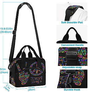 Oarencol Peace Love Symbol Two Fingers Hippie Colorful Insulated Lunch Tote Bag Reusable Cooler Lunch Box with Shoulder Strap for Work Picnic School Beach