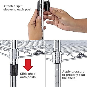 METRO 9985 Replacement Plastic Split Sleeves for Super Erecta Industrial Wire Shelving, Black, Pack of 4