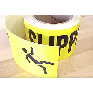 INCOM Manufacturing: Worded Floor Marking Tape, 3" x 54', "HART HAT AREA"