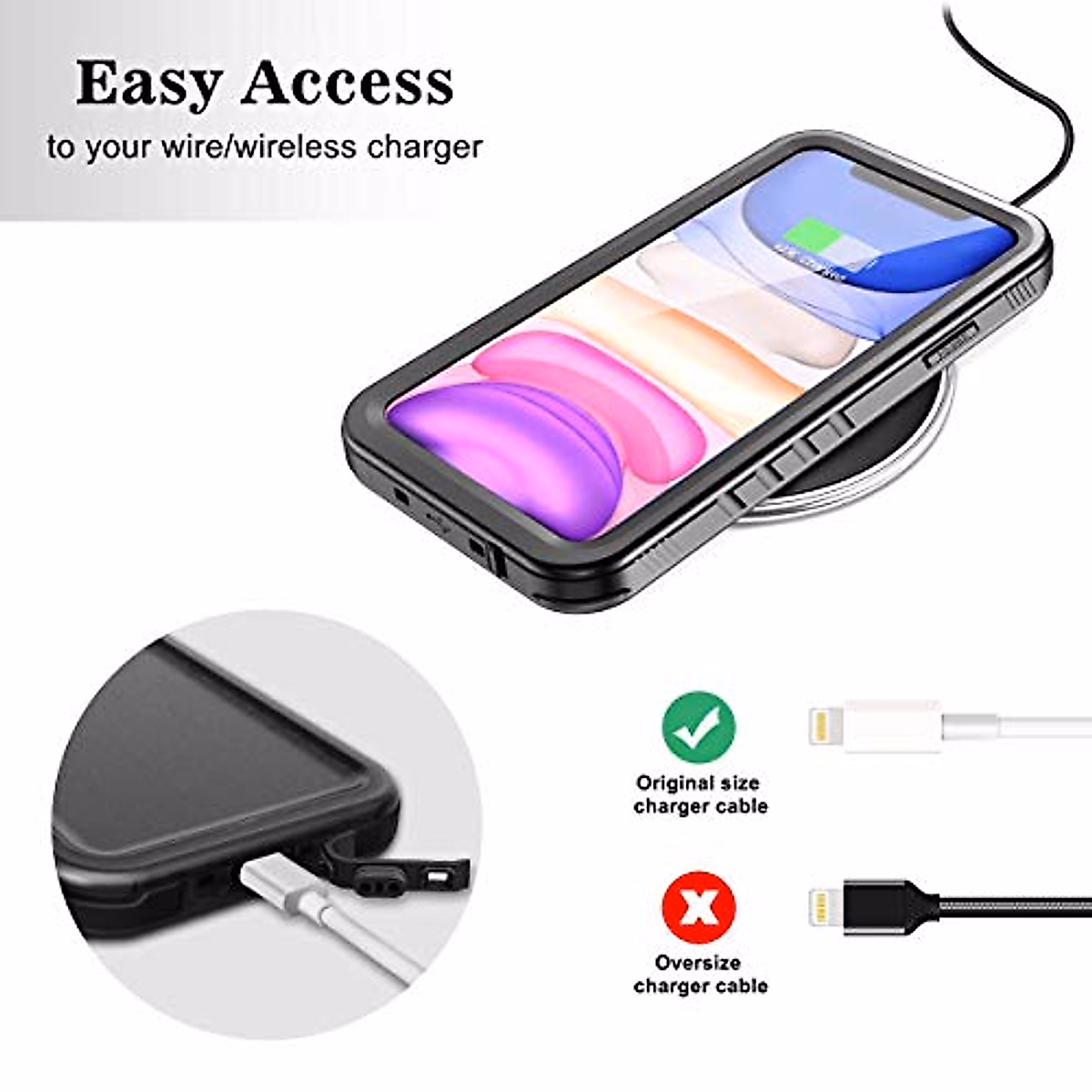 SPORTLINK Waterproof Case for iPhone 11, Full Body Heavy Duty Protection Full Sealed Cover Shockproof Dustproof Built-in Clear Screen Protector Rugged Case for iPhone 11 6.1 Inch