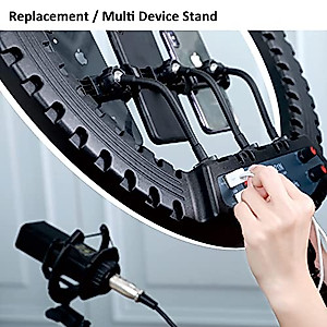 Phone Holder for Ring Light and Tripod Stand with 1/4 and Hot Shoe Adapter, Flexible Phone Tripod Mount Adapter (Black)