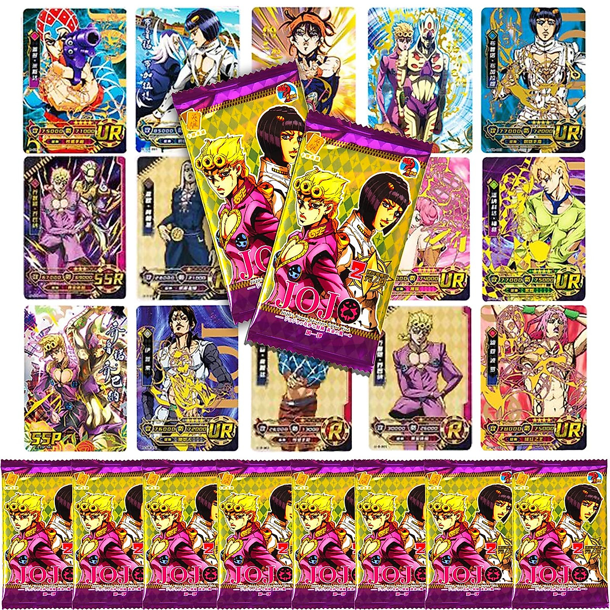 JoJo Anime Bizarre Adventures Cards, 10 Booster Packs 50 Cards Total,TCG Collection/Trading(JoJo 10 Packs)