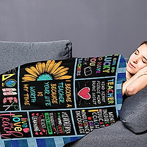 Teacher Gifts Blanket - Teacher Appreciation Gifts - Teacher Gifts for Women Men - Thank You for The Teacher Gift Idea - Best Teacher Gifts on Birthday Retirement Thanksgiving Teachers' Day 60"x50"