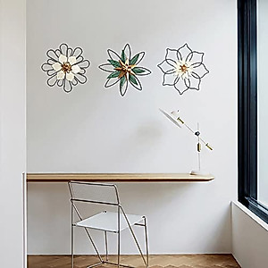 3pcs Metal Flower Garden Wall Decor Home Outdoor Fence Art Patio Floral Sculptures, Hanging Decorations for Yard Porch Living Room - 9.5 Inch