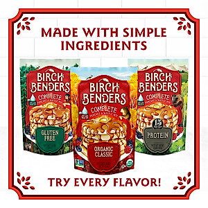 Birch Benders Organic Classic Pancake and Waffle Mix, 16 oz (Pack of 2) with By The Cup Swivel Spoons