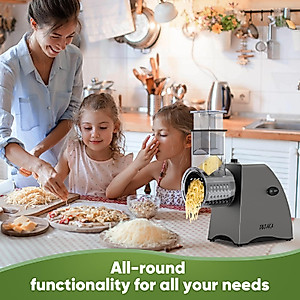 EBEAKA 2 in 1 Electric Cheese Grater and Meat Grinder for Home Use, Kube Maker, Sausage Maker, Fruit, Vegetable Slicer, Cheese Shredder for Block Cheese, Salad Maker