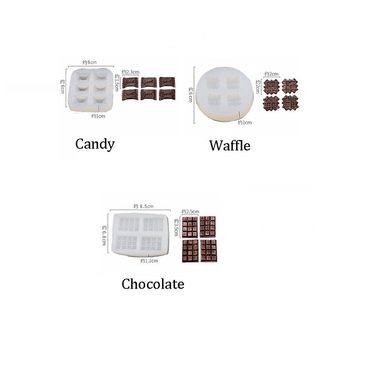 3Pcs Cake Fondant Silicone Molds, Chocolate Silicone Molds, Waffle Cookie Cake Decorating Molds for Baby Showers, Birthdays, Thanksgiving, Easter