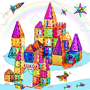 PLUMIA Magnets for Kids Learning Toys Magnetic Building Blocks Educational Toddler Toys Magnetic Tiles STEM Toys Gift for 3 4 5 Year Olds Boys and Girls