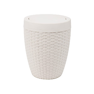 Mind Reader Trash Can, 8L (2 gal) Capacity, Bathroom Decor, Swivel Lid, Accessories, Round, 8.75" L x 8.75" W x 11.25" H, Ivory