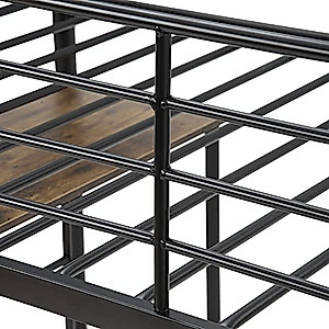 Harper & Bright Designs Low Loft Bed with Desk, Twin Size Metal Loft Bed Frame with Storage Shelves for Kids (Twin Size, Black)