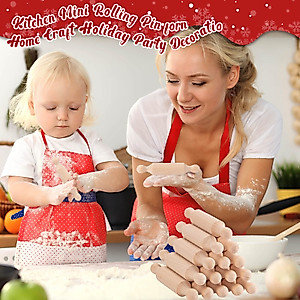 20PCS Mini Rolling Pins for Crafts, Small Wooden Dough Roller for Children in the Kitchen Baking and Imaginative Play, Wooden Tiered Tray Decorative for Halloween and Christmas Presents (4.1 Inches)