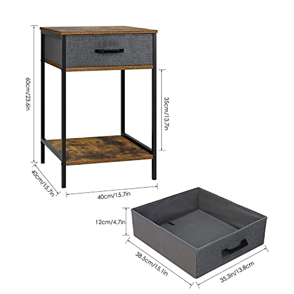 HIGOH Bedside Table Bedside Table Bedside Table with Drawer Locker Shelf Bedside Table for Bedroom Living Room