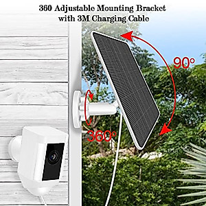 Solar Panel for Ring Camera, 6W Ring Solar Panel for Spotlight Cam Battery, Solar Panel for Ring Stick Up Cam Battery,5V Ring Camera Solar Panel Charger with Barrel Plug Connector