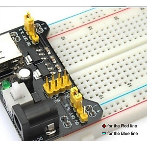 ALAMSCN 3.3V 5V MB102 Solderless Breadboard Power Supply Module with 9V Battery Clip Power Cable 2.1x 5.5mm Male DC Jack Plug for Arduino (Pack of 3)