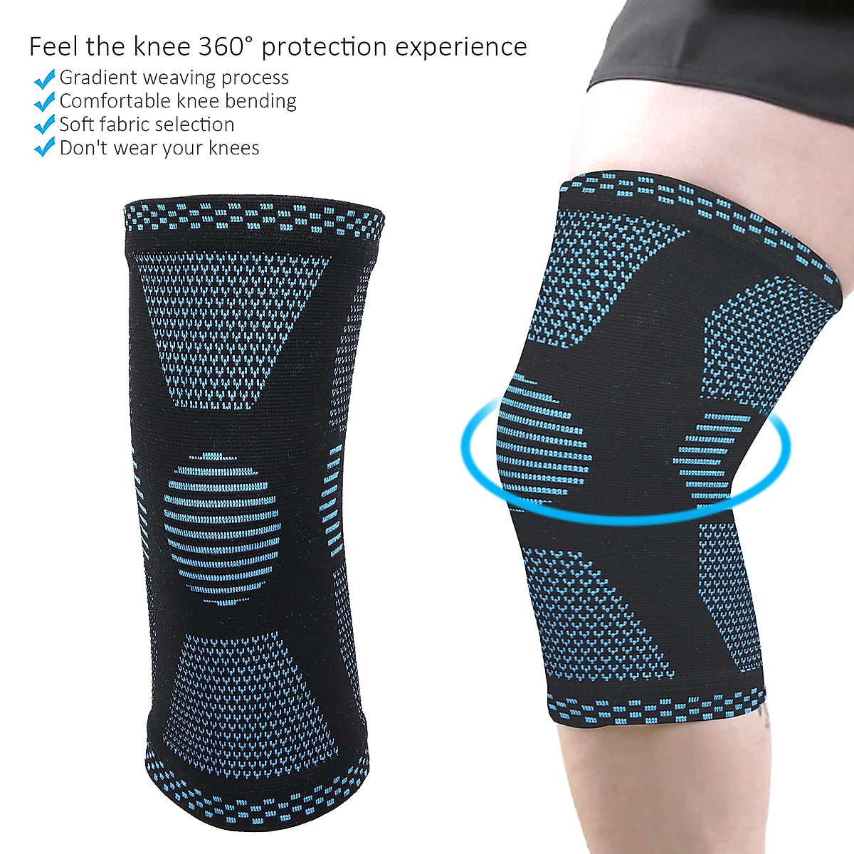 Life Neoprene Cycling Knee, Flexible Compression Leg Brace Pad Prevent Injury Fit for Basketball Volleyball Team Sports(M)