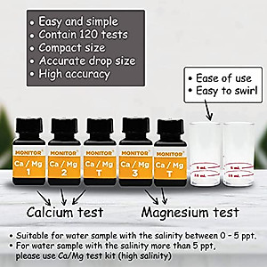 Monitor Calcium/Magnesium Low Salinity (0-5 PPT) Test KIT (120 Tests) - Monitor Aquarium and aquaculture Water Quality