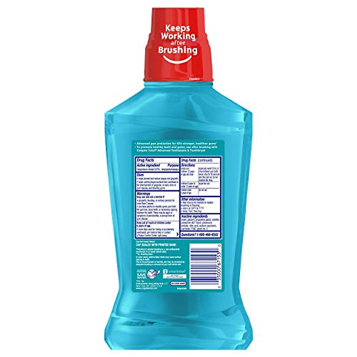 Colgate Total Gum Health Alcohol Free Mouthwash, Antibacterial Formula, Clean Mint - 500 mL, 16.9 Fluid Ounce