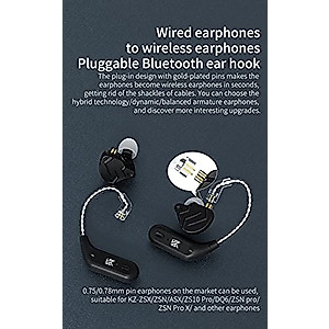 erjigo TWS + Earbuds Hook 2Pin Connector with Mic Support/30 Hours Playback,KZ-AZ09 HD Bluetooth5.2 Ear Hook Compatible with 0.75/0.78mm Pin Earphones/Headphones/Headsets for Sports (C Pin)
