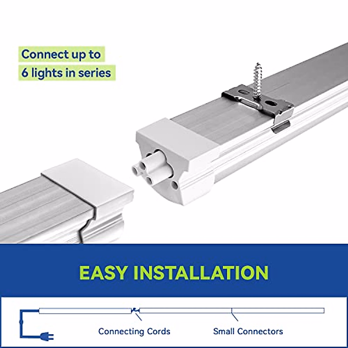 Monios-L LED Shop Light 2FT 5000K 20W, Linkable Utility Ceiling Lights,V-Shaped 2500lm Daylight,T8 Integrated Fixtures LEDs Tubes, Garage Lighting for Workshop,Work Bench,Basement,Plug & Play 2-Pack