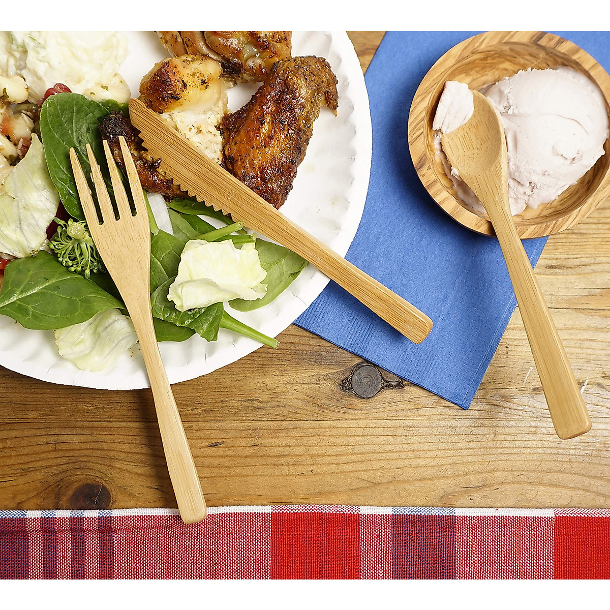 RSVP International Bamboo Kitchen Collection Reusable and Biodegradable, Spoon Set, 12 Piece