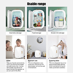Wgwioo Mini Fridge 20 Liter, Mirror & LED Design, AC/DC Portable Beauty Fridge, Thermoelectric Cooler and Warmer for Skincare, Bedroom and Travel, White