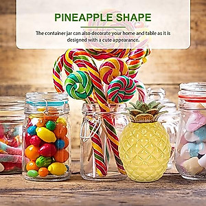 BESTonZON Ceramic Tea Jar Pineapple Shape Tea Tins Containers with Leaf Lid Porcelain Tea Pot Coffee Sugar Storage Canisters Empty Food Storage Jar for Home Kitchen Counter Yellow