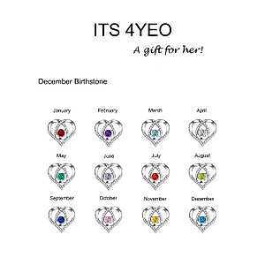 ITS4YEO 925 Sterling Silver Heart Birthstone Necklaces Silver Necklace Zircon Pendant Necklaces for Women Jewelry Gift for Women Wife Her Valentines Gift(March)