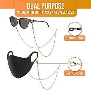 Sidelinx Glasses Chain (3 Pack) - Gold and Silver Eyeglass Chains - Glasses Strap for Women - Beaded and Gemstone 3 Pack