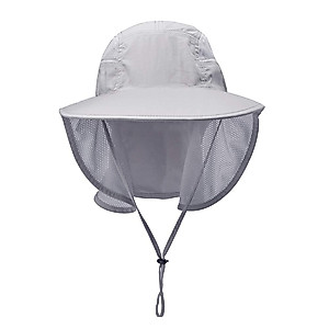lenikis Unisex Outdoor Activities UV Protecting Sun Hats with Neck Flap Grey