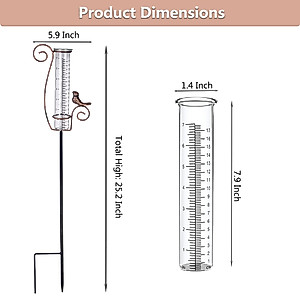 HOBYLUBY Rain Gauge Outdoor, 7 Inch Rain Gauges for Measuring Precipitation, Garden Yard Decor