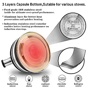 Kanmart Whistling Tea Kettle: 2.5 Quart Premium Stainless Steel Kettle with Capsule Bottom & Anti-Hot Ergonomic Handle, Tea Pot for Stove Top Gas Electric Applicable - Black