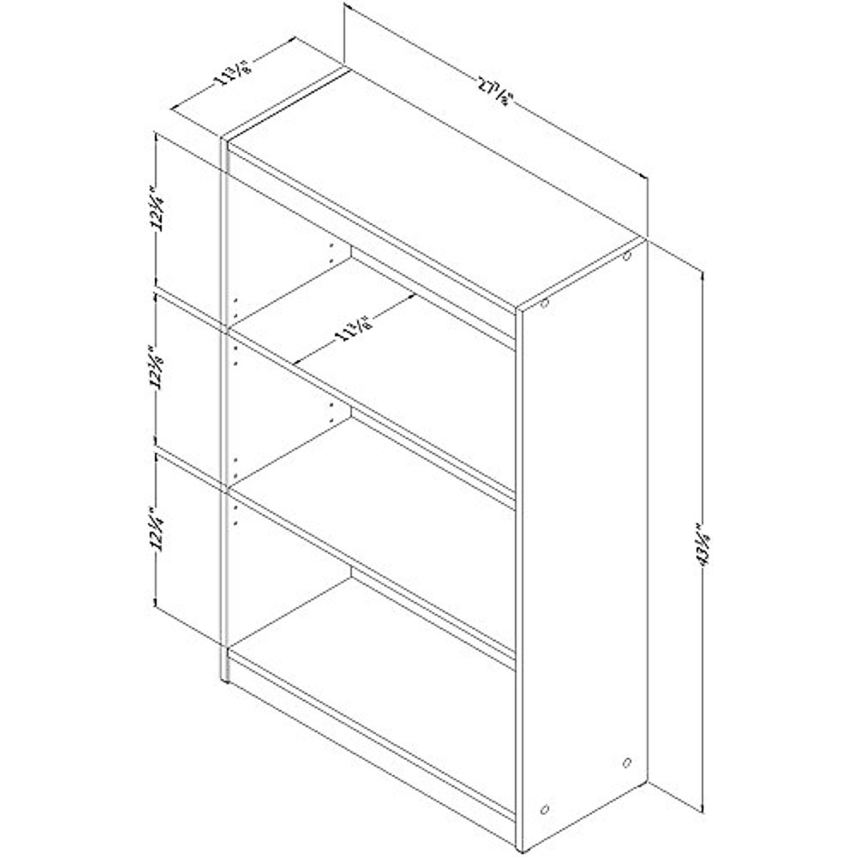 South Shore Axess 3-Shelf Bookcase, Pure Black