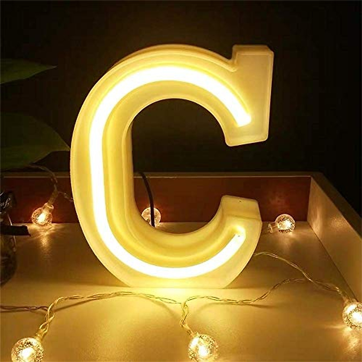 Light Up Marquee Letters Lights Letters Neon Signs,Wall Decor/Table Decor for Home Bar Christmas, Birthday Party, Valentinefs Day Words-Warm White Letters(C)