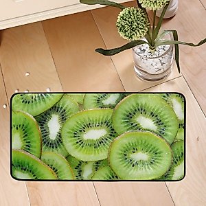 DOMIKING Kitchen Mat Floor Rug - Green Kiwi Fruit Non Slip Kitchen Mats Cushioned Washable Anti-Fatigue Office Chair Mat 20x20in for Home Decoration Bathroom Farmhouse